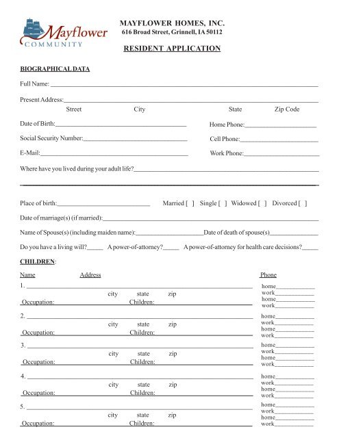 application form (PDF) - Mayflower Homes, Inc.