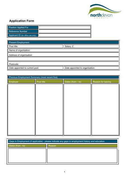 application form for print - North Devon District Council