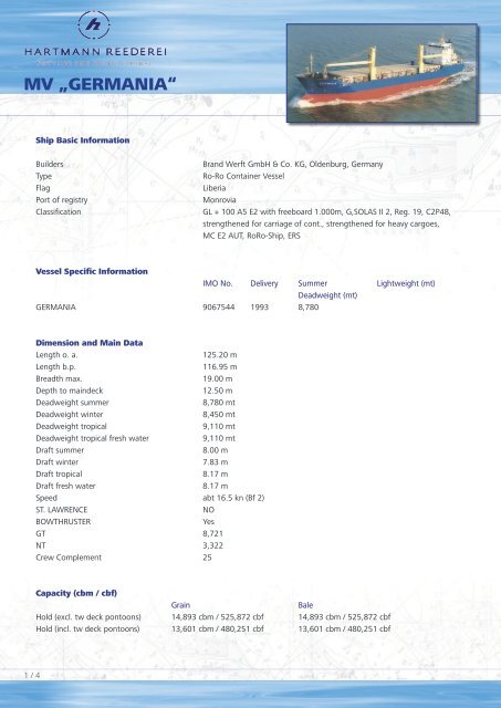 MV „GERMANIA“ - Hartmann Reederei