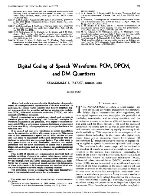 Digital Coding Of Speech Waveforms Pcm Dpcm And Dm 9417