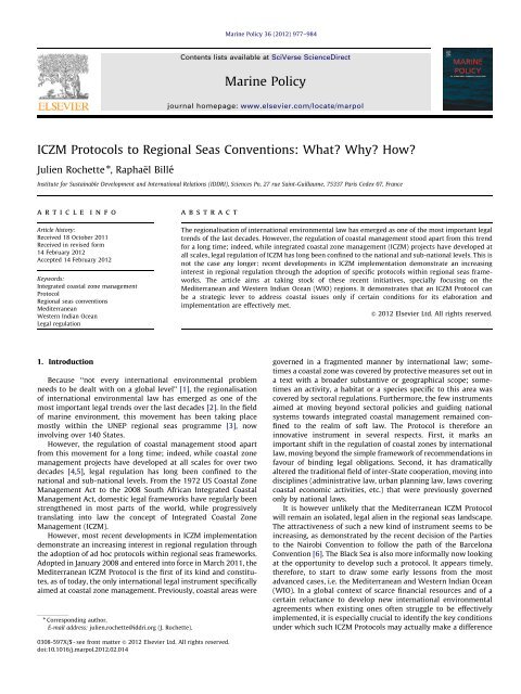 Rochette BillÃƒÂ©, ICZM Protocols, Marine Policy.pdf
