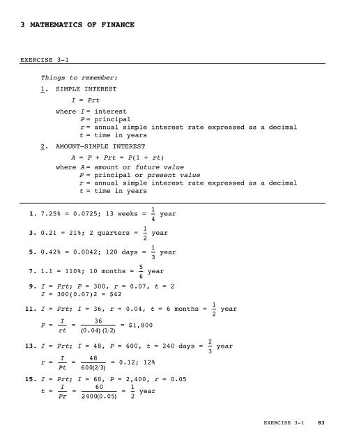 3 MATHEMATICS OF FINANCE