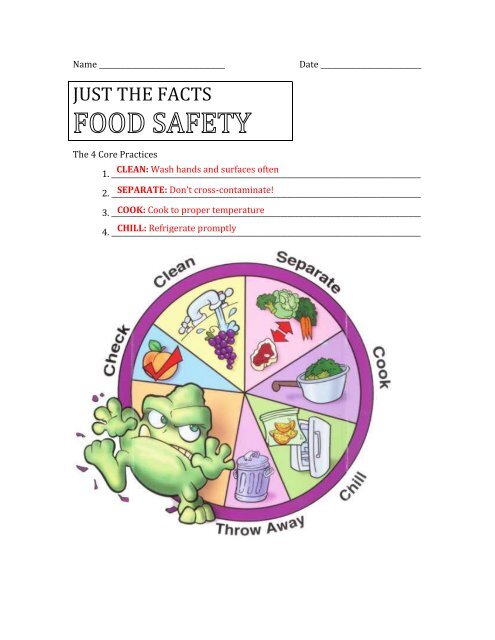Just the Facts Food Safety Answer Key
