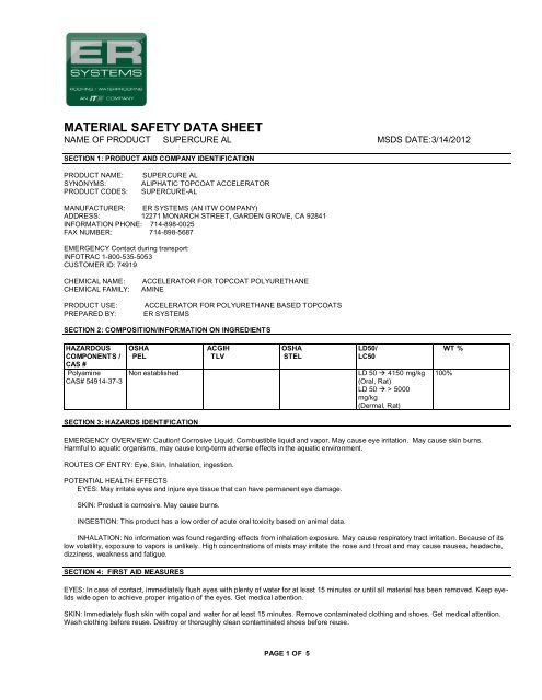 MATERIAL SAFETY DATA SHEET - Pacific Polymers International, Inc.