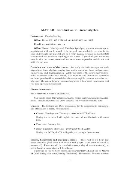 MAT1341: Introduction to Linear Algebra