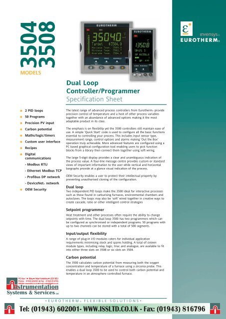 to download the Eurotherm 3500 series datasheet in PDF format