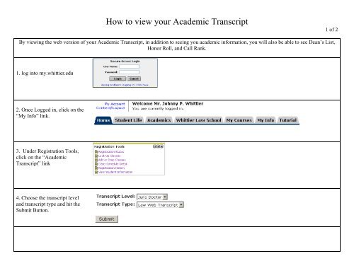 How to view your Academic Transcript - Whittier Law School