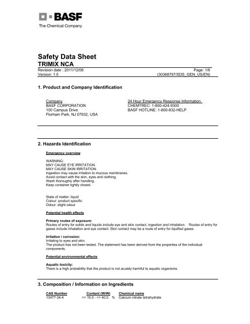 BASF Trimix NCA MSDS - Brock White
