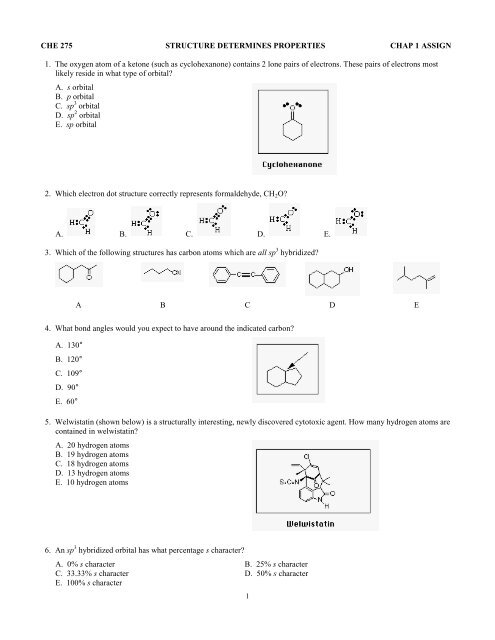 CHE 275 STRUCTURE DETERMINES PROPERTIES CHAP 1 ...