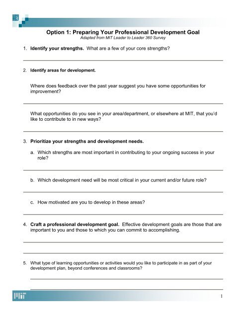 Preparing Your Professional Development Goal - Human Resources ...