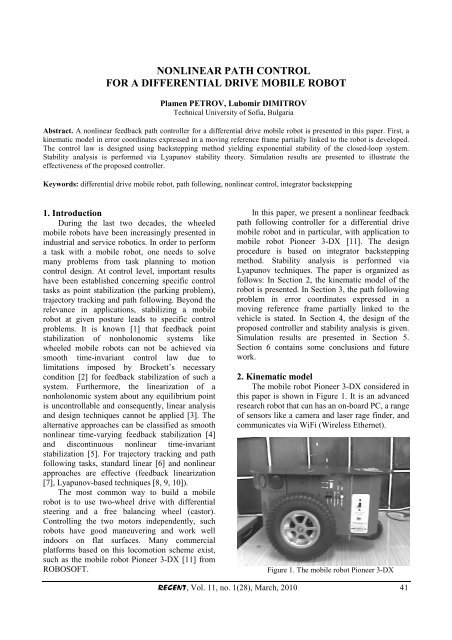 nonlinear path control for a differential drive mobile ... - Recent Journal