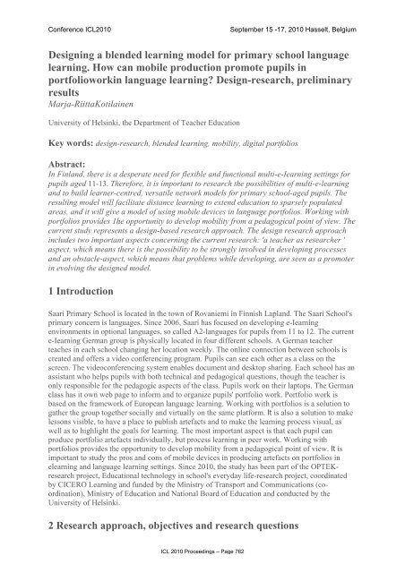 Designing a blended learning model for primary school ... - ICL