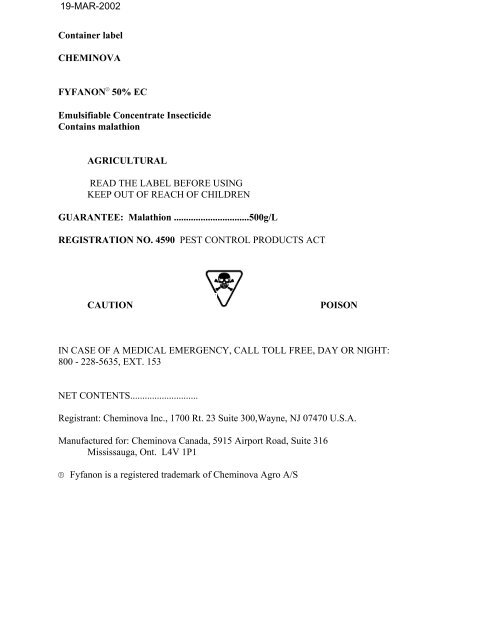 Fyfanon 50% EC Insecticide - Corona - Smoke Machines