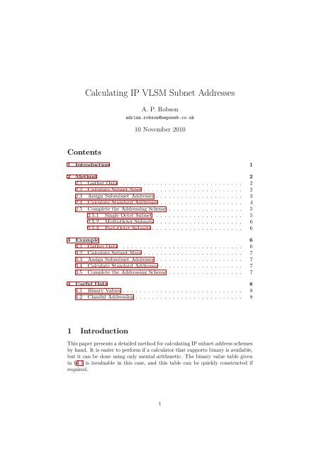 Calculating IP VLSM Subnet Addresses - NEPSweb