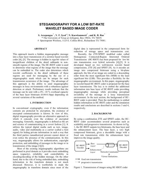 Steganography For A Low Bit Rate Wavelet Based Image Coder