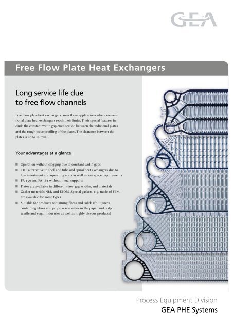 Free Flow Plate Heat Exchangers - GEA PHE Systems