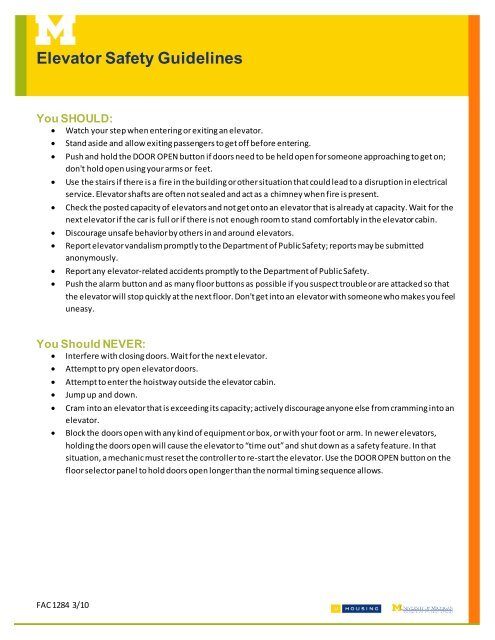 Elevator Safety Guidelines