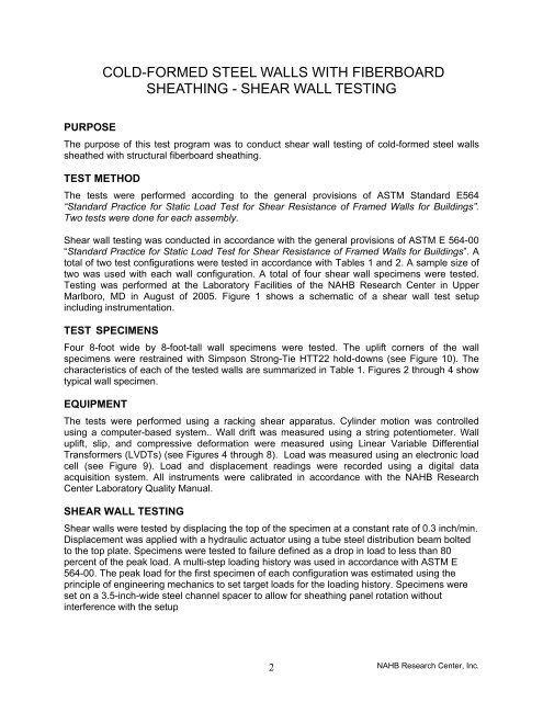 COLD-FORMED STEEL WALLS W