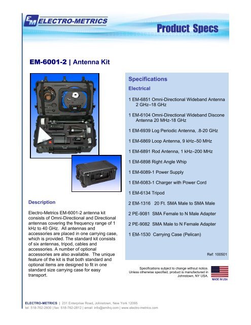 EM-6001-2 | Antenna Kit - Electro-Metrics