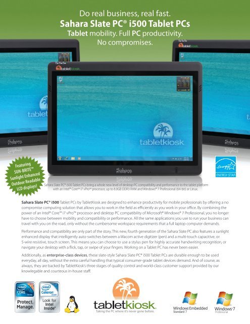 Sahara Slate PC® i500 Tablet PCs - TabletKiosk