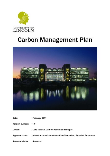 Download Carbon Management Plan - University of Lincoln
