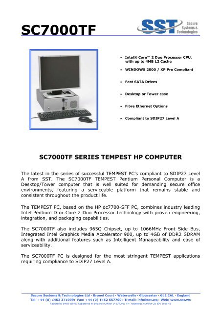 sc7000tf series tempest hp computer - SST