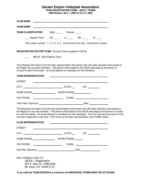 Adult Club and Team Registration Forms - Garden Empire Volleyball ...