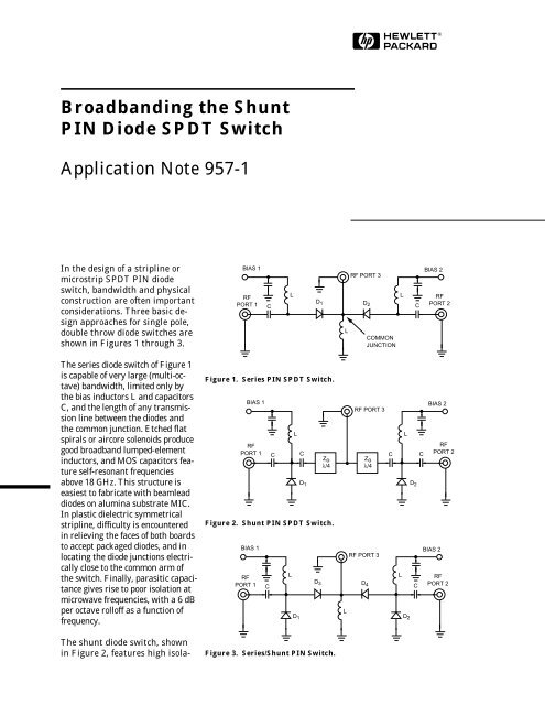 AN 957-1: Broadbanding the Shunt PIN Diode SPDT Switch AN 957-1: Broadbanding the Shunt PIN Diode SPDT Switch