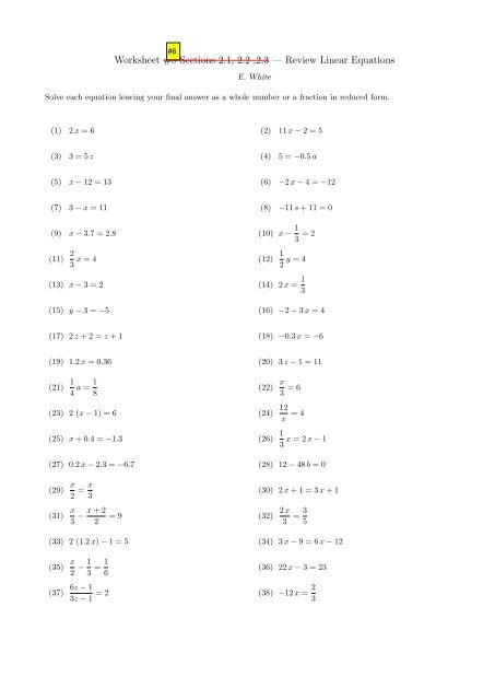 Linear Equations Review Worksheet Answers: A Comprehensive Guide