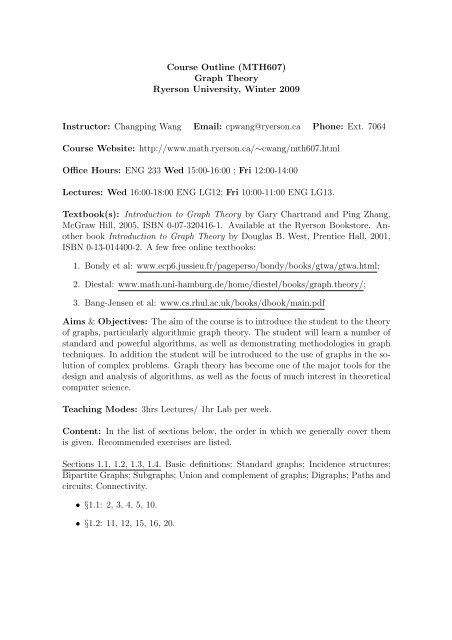 Course Outline - Mathematics - Ryerson University