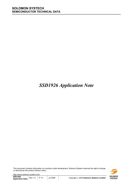 SSD1926 Application Note - Solomon Systech Limited