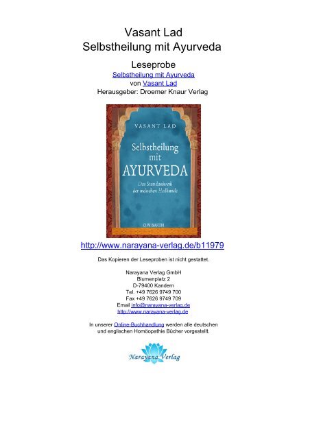 Vasant Lad Selbstheilung mit Ayurveda