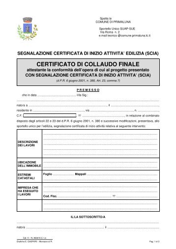 CERTIFICATO COLLAUDO STATICO COMUNE DI ...