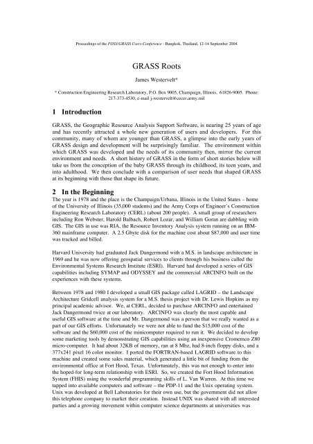 GRASS Roots by Jim Westervelt - Grass GIS