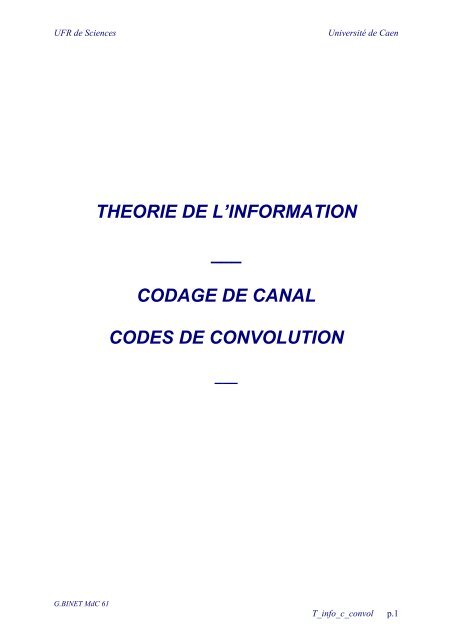 codage de canal codes de convolution