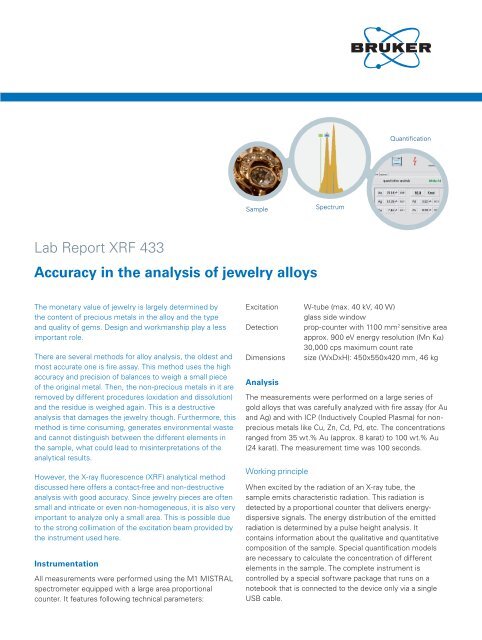 Lab Report XRF 433 Accuracy in the analysis of jewelry alloys - Bruker