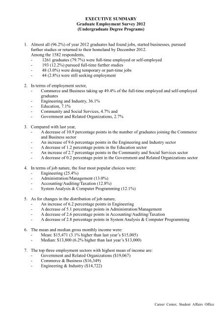 EXECUTIVE SUMMARY - Student Affairs Office