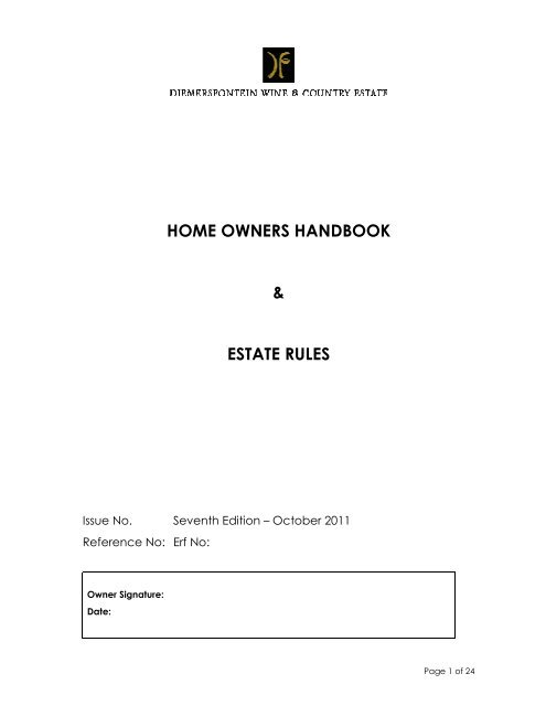 home owners handbook & estate rules - Pam Golding Properties