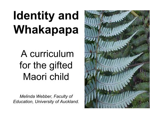 Identity and whakapapa - A curriculum for the gifted MÄ ori child