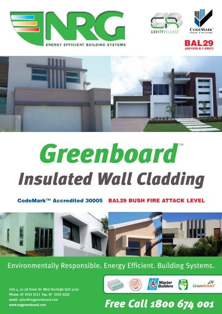 NRG Greenboardâ ¢ Specification Booklet V7