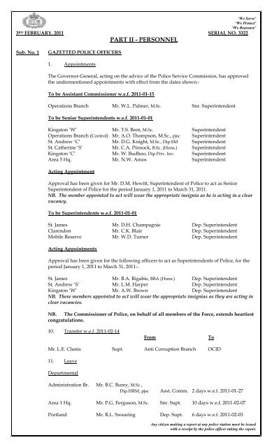 Force Orders 3322B dated 2011-02-03.pdf - Jamaica Constabulary ...