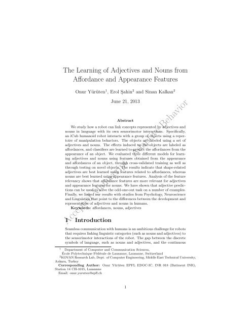 Accepted Manuscript-AdaptiveBehavior - KOVAN Research Lab