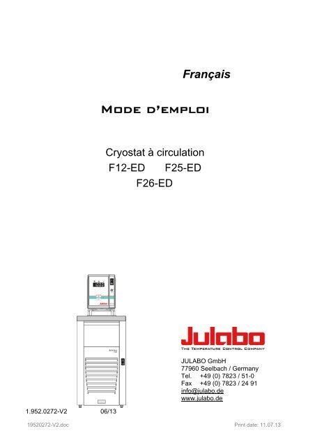 Mode d'emploi F12-ED - Julabo