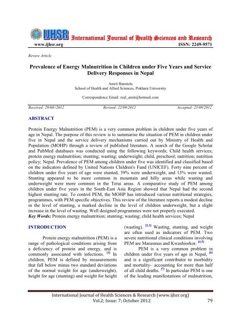 PDF Full Text - International Journal of Health Sciences and Research