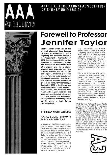 July 1998 - Faculty of Architecture, Design and Planning - The ...