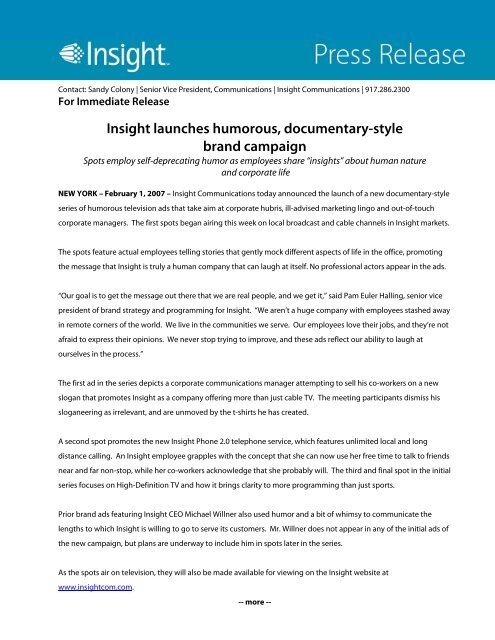 Insight Lunches Humorous, Documentary-Style Brand Campaign