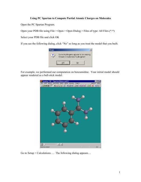 Using PC Spartan to Compute Partial Atomic Charges on Molecules ...