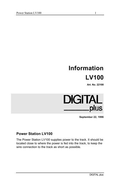 Information LV100 - Lenz USA