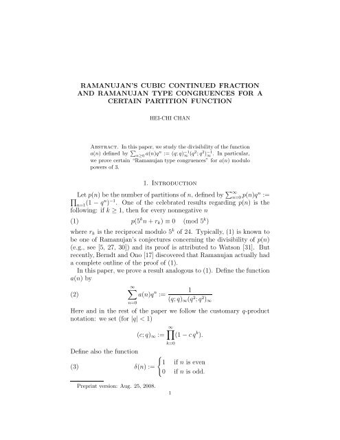 Ramanujans Cubic Continued Fraction And Edocs