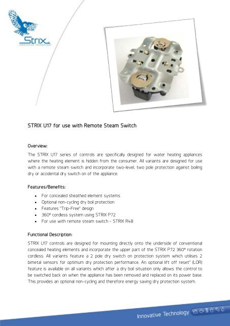 STRIX U17 for use with Remote Steam Switch - STRIX Limited